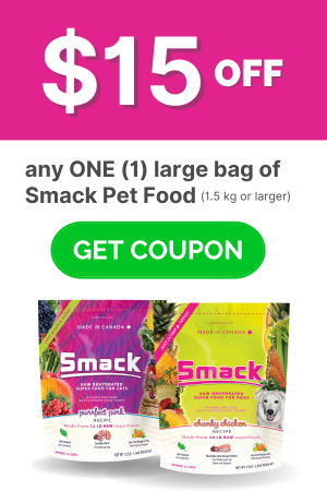 Get Offer | Get $15 off any ONE (1) large bag of Smack Pet Food (1.5kg ...